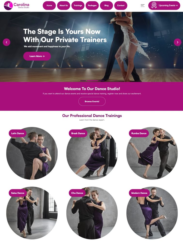 Creative Dance Studio Website Templates | EntheosWeb