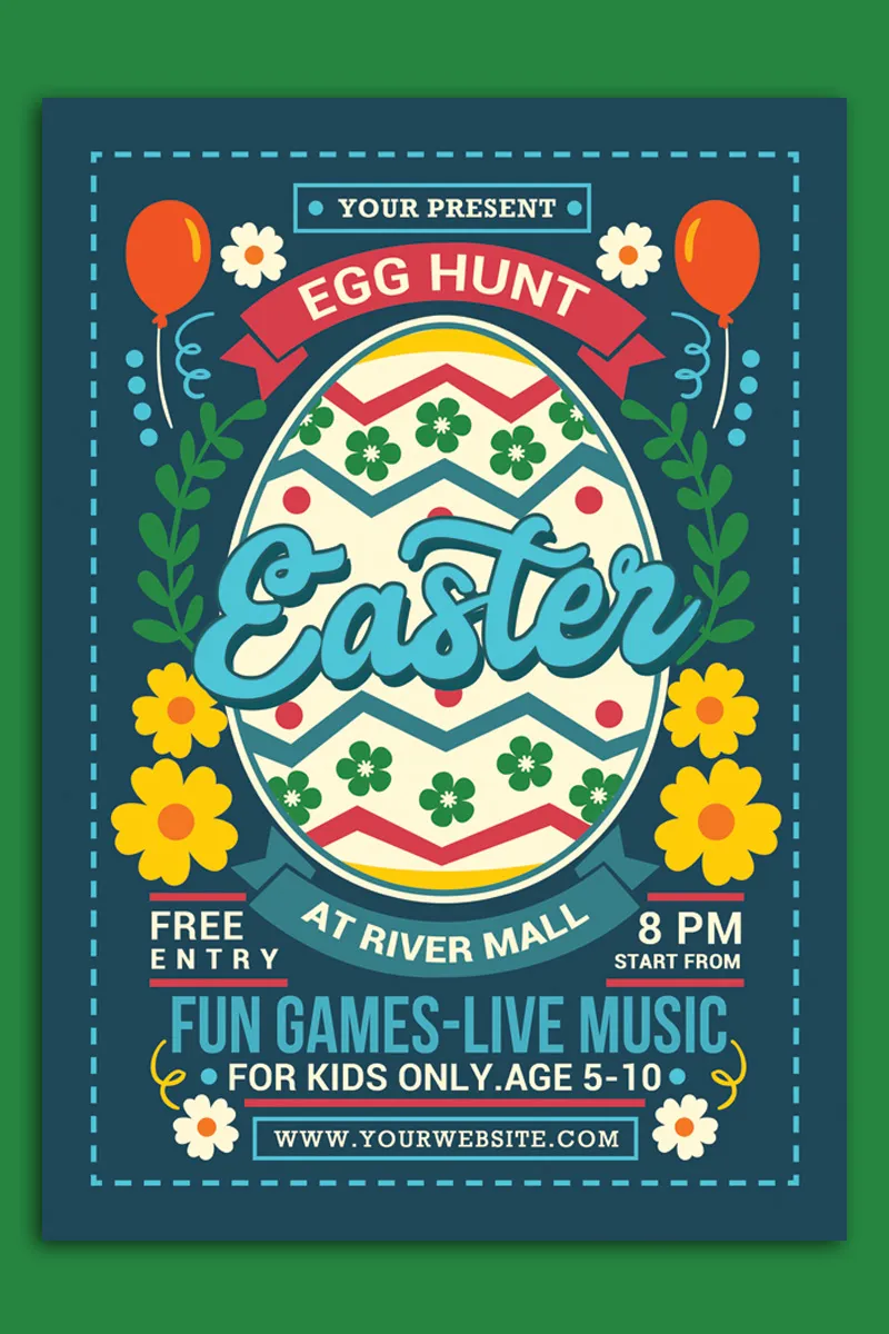 Cheerful Easter Flyer Templates – Easter Egg Hunt Templates for Kids ...
