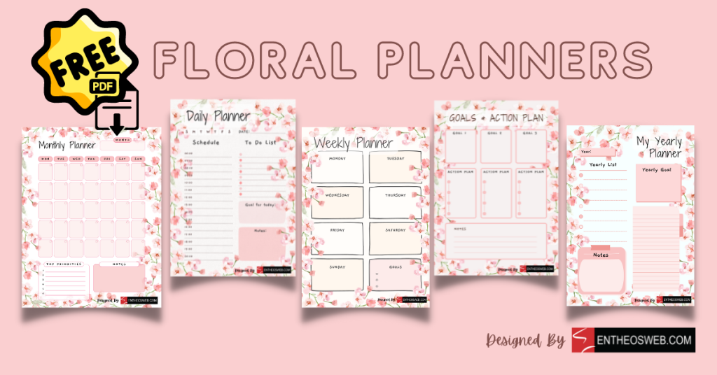 Free Floral Planners for Print – Daily, Weekly, Monthly, Yearly, Goals ...