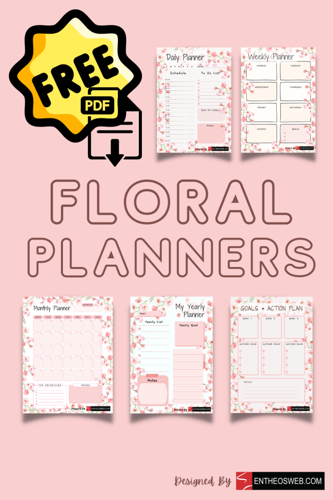 Free Floral Planners for Print – Daily, Weekly, Monthly, Yearly, Goals ...