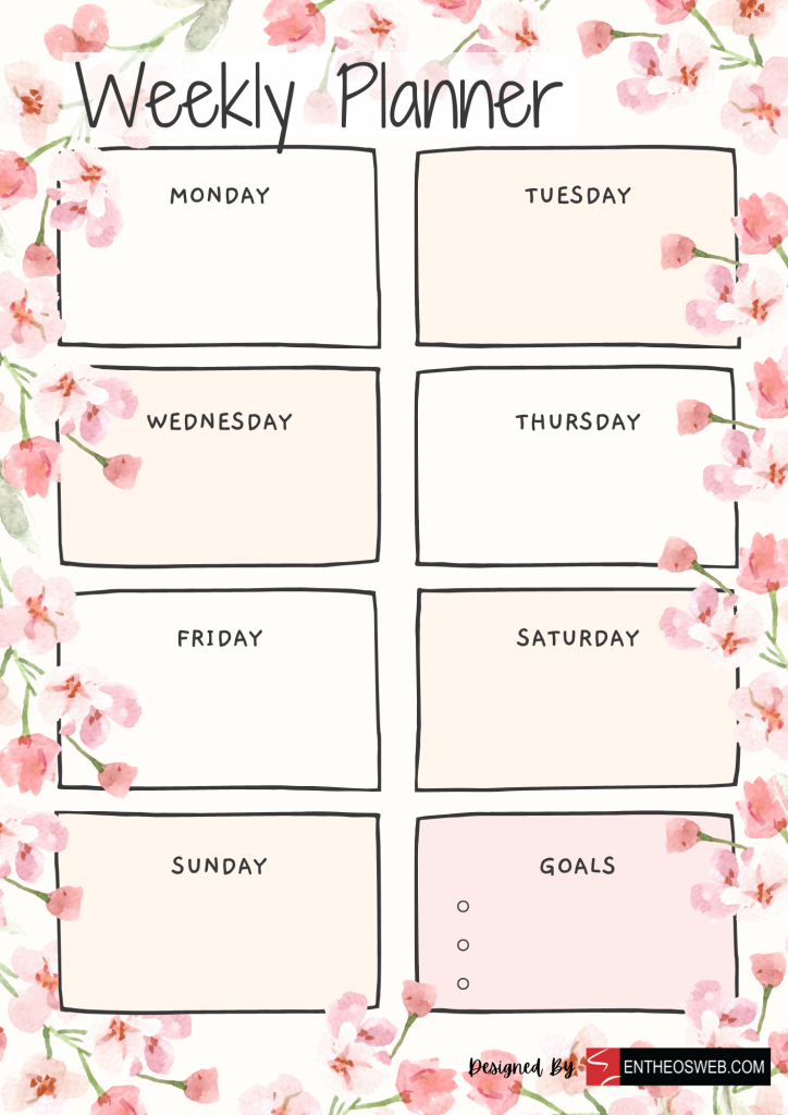 Free Floral Planners for Print – Daily, Weekly, Monthly, Yearly, Goals ...