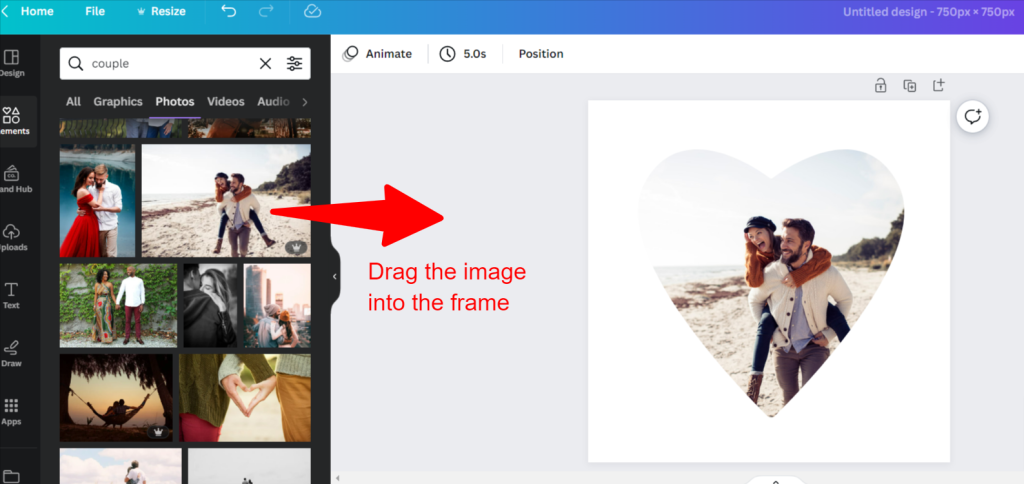 How To Create A Heart Shape Photo in Canva | EntheosWeb