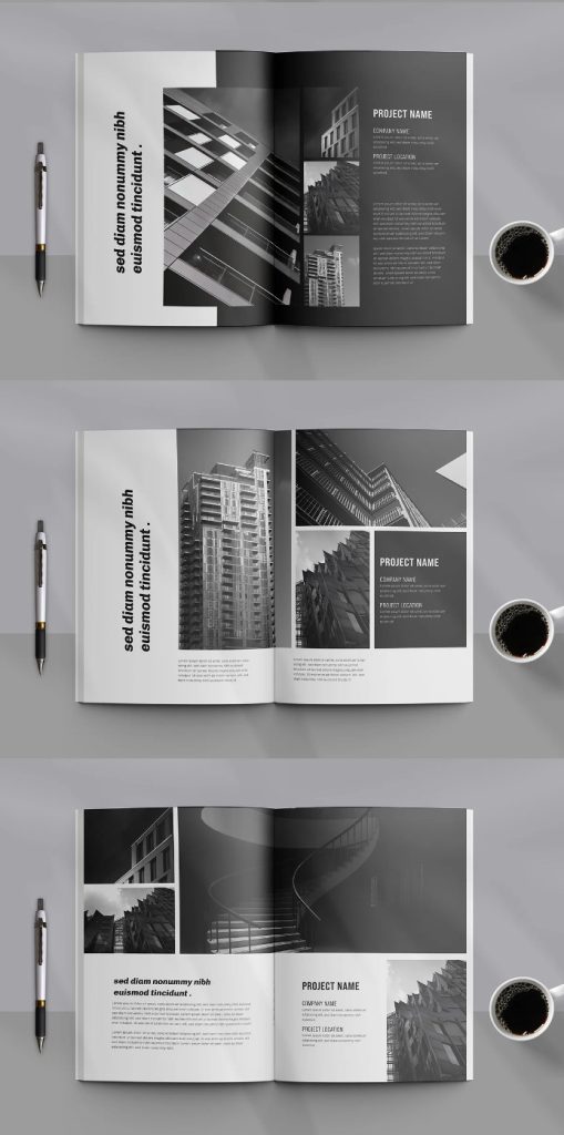 Creative Black and White Portfolio Magazine Design Templates | EntheosWeb