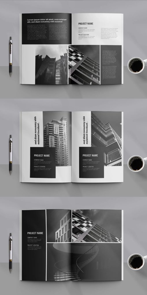 Creative Black and White Portfolio Magazine Design Templates | EntheosWeb
