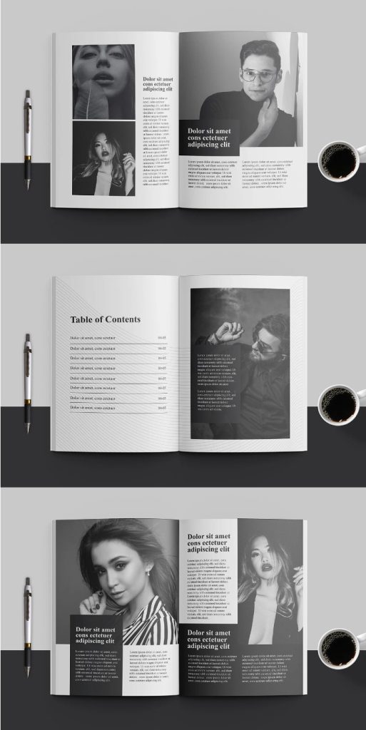 Creative Black and White Portfolio Magazine Design Templates | EntheosWeb