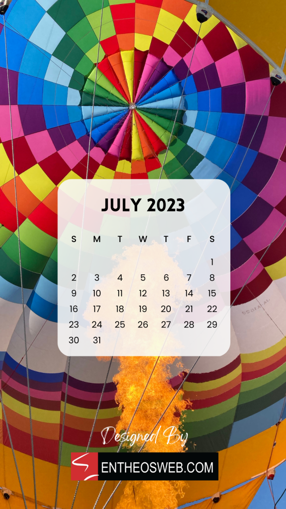 July Calendar Phone Wallpaper Background | EntheosWeb
