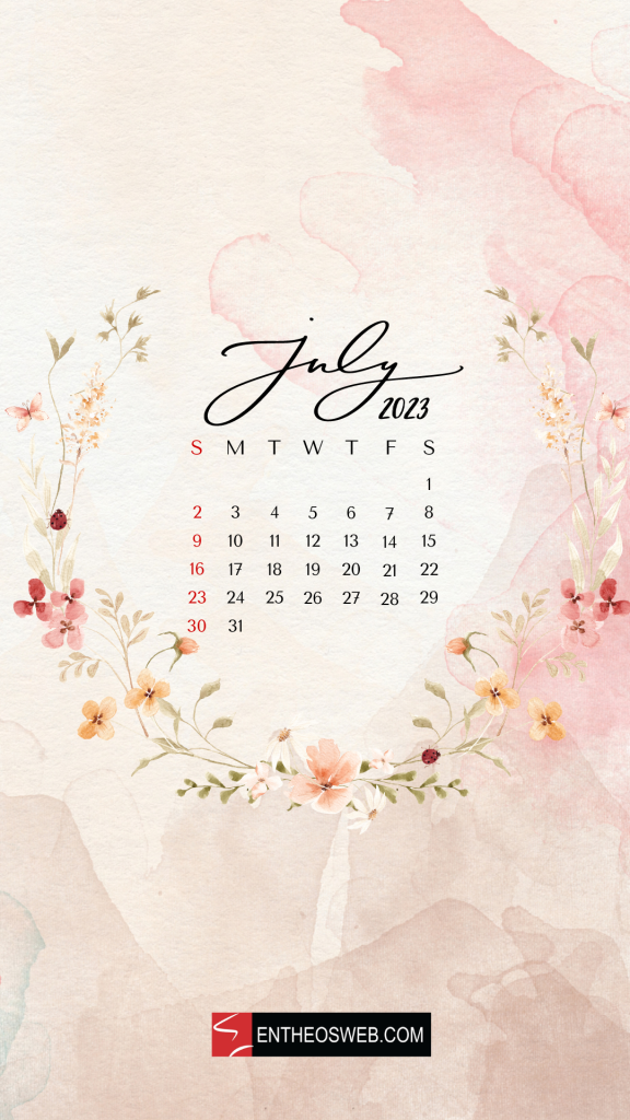 July Calendar Phone Wallpaper Background | EntheosWeb