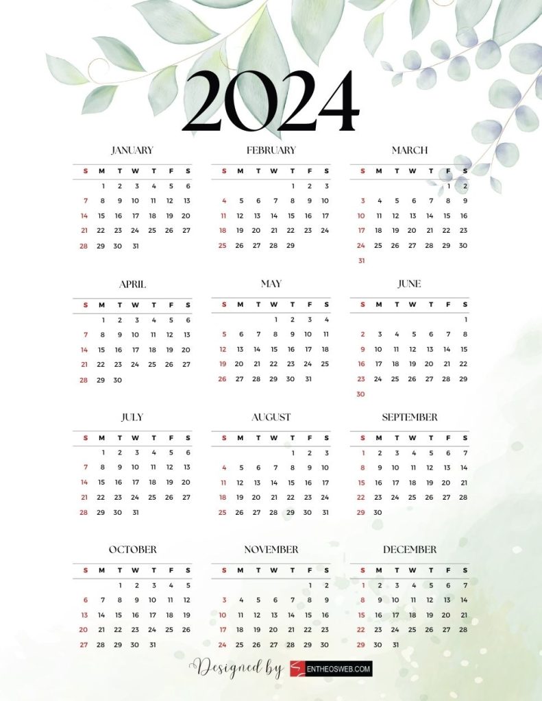 2024-Calendar-Leaf-Frame-By-EntheosWeb | EntheosWeb 2024 Calendar ...