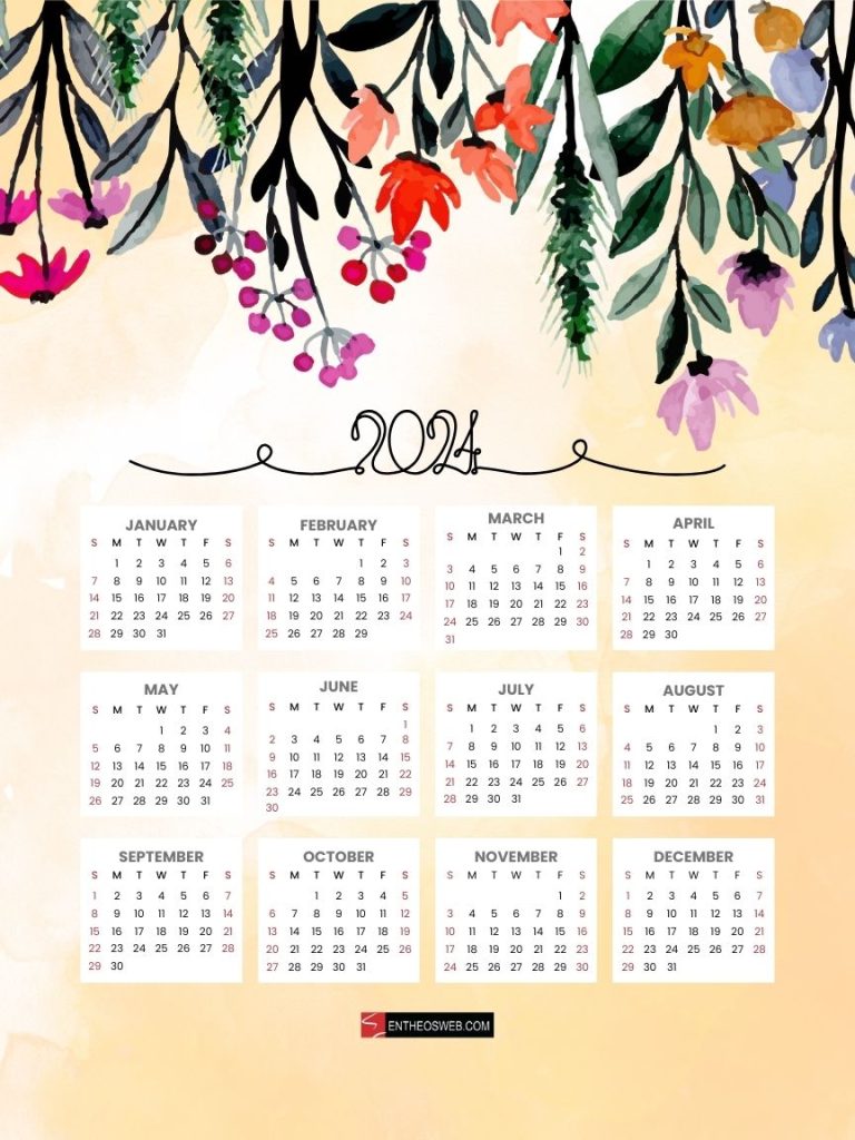 Free 2024 Calendar Poster Printable PDF | EntheosWeb
