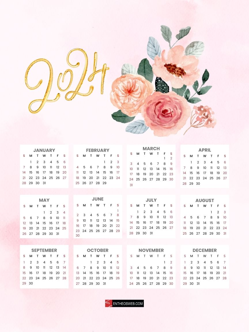 Free 2024 Calendar Poster Printable PDF | EntheosWeb