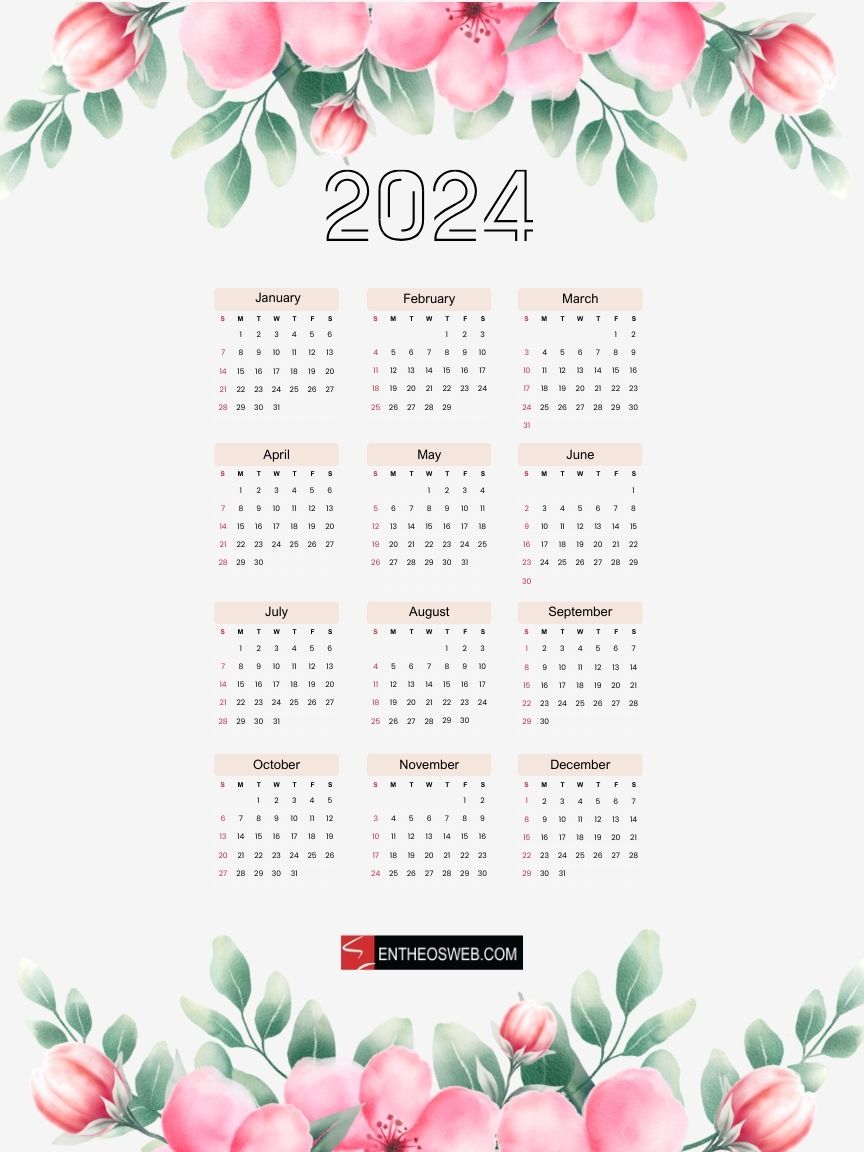Free 2024 Calendar Poster Printable PDF | EntheosWeb