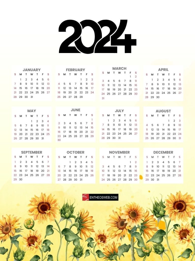 Free 2024 Calendar Poster Printable PDF | EntheosWeb