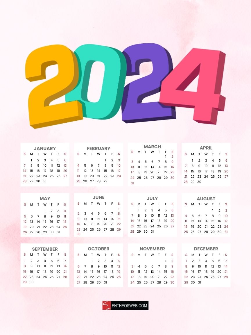Free 2024 Calendar Poster Printable PDF | EntheosWeb