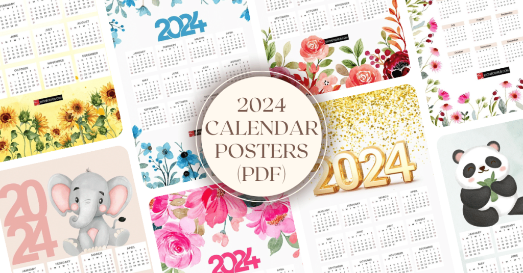 Free 2024 Calendar Poster Printable PDF | EntheosWeb