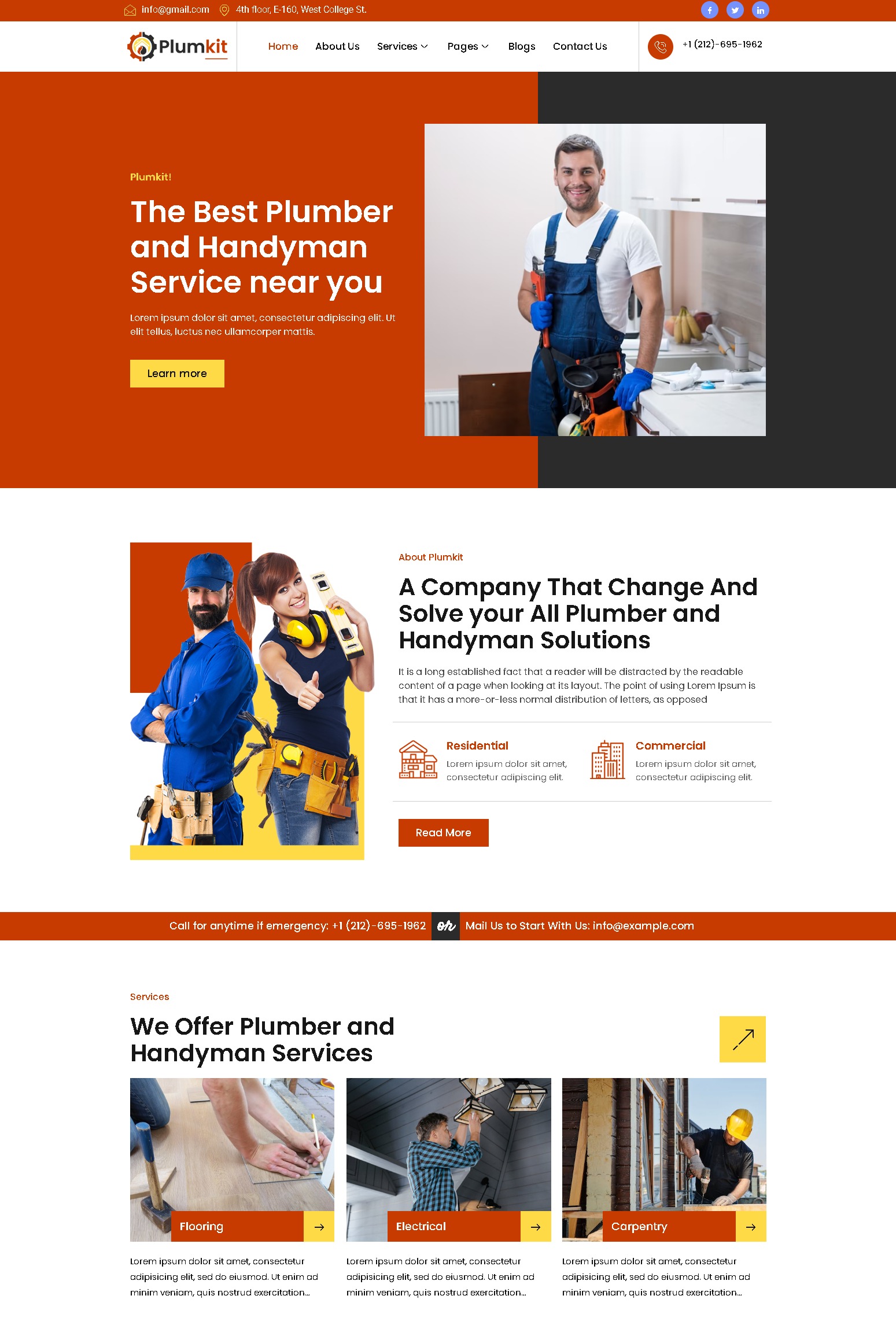 Best Plumber, Electrician, Handyman Services WordPress Themes | EntheosWeb