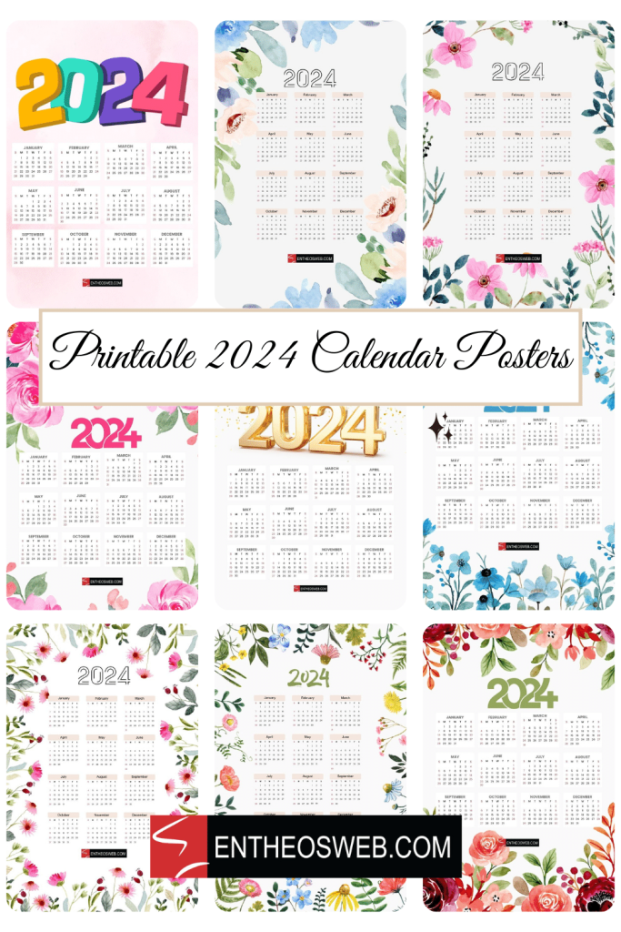 Free 2024 Calendar Poster Printable PDF | EntheosWeb