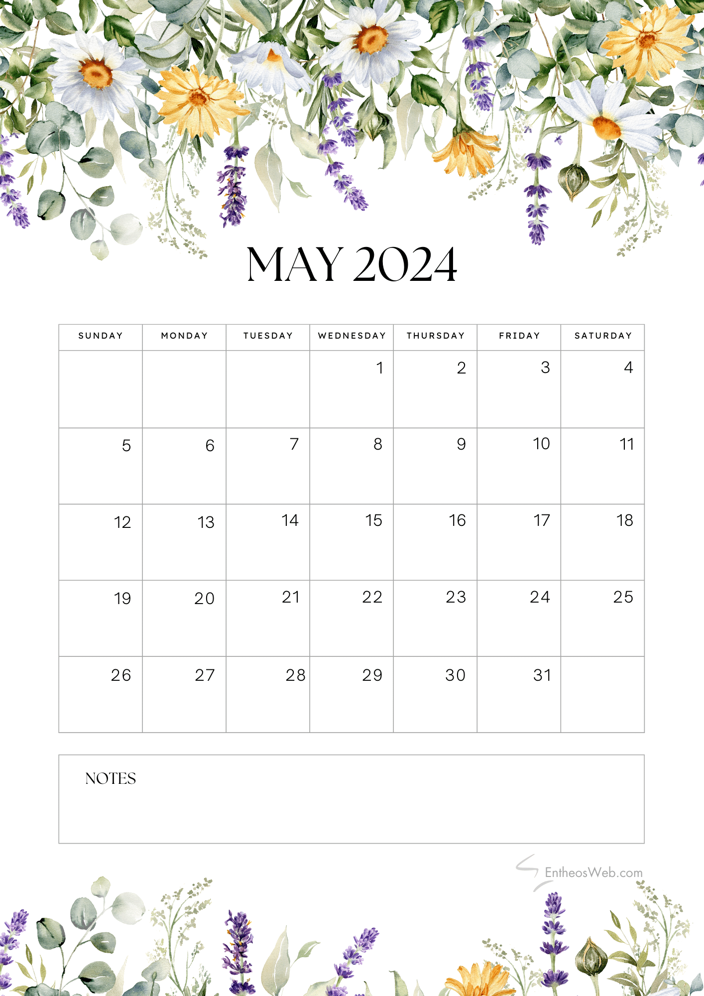 May 2024 Calendar Printable PDF | EntheosWeb