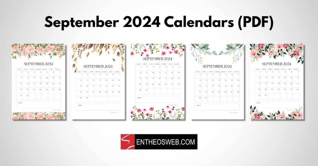 Free September 2024 Calendars (PDF) | EntheosWeb