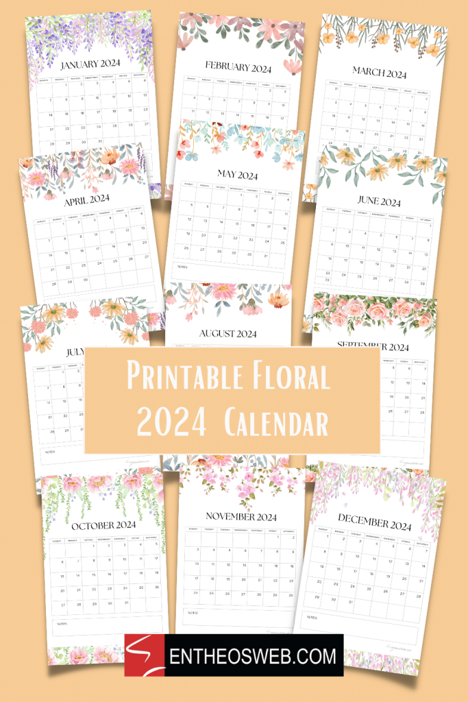 2024 Floral Calendar #4 (Printable PDF) | EntheosWeb