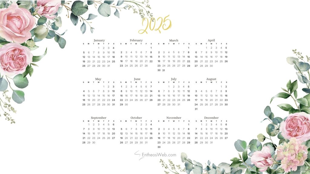 2025 Calendar Desktop Wallpaper and PDF Printables | EntheosWeb