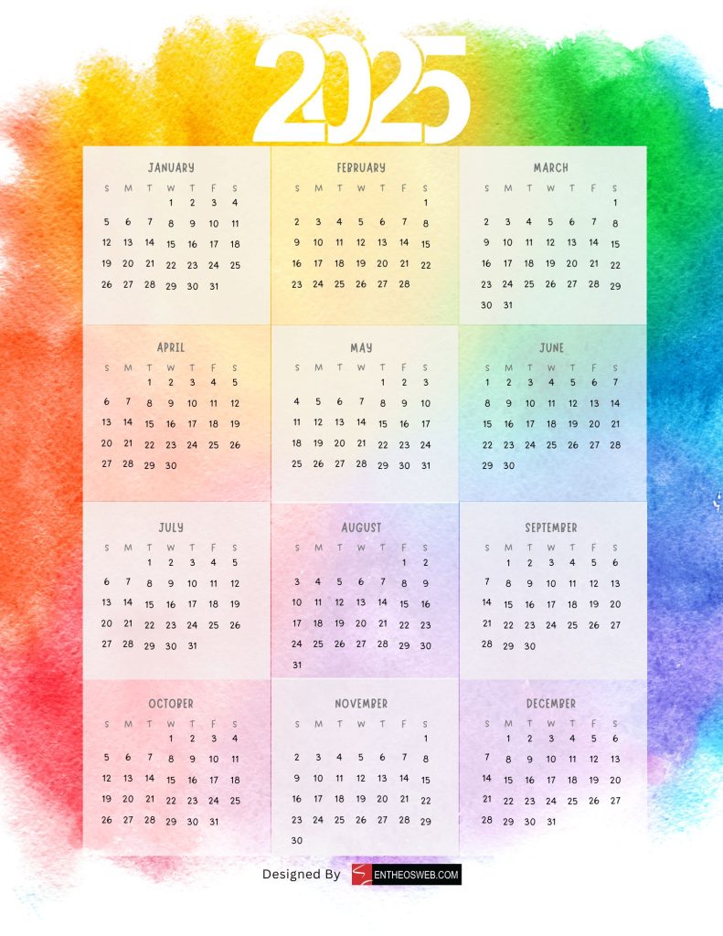 2025 Calendar Printables | EntheosWeb