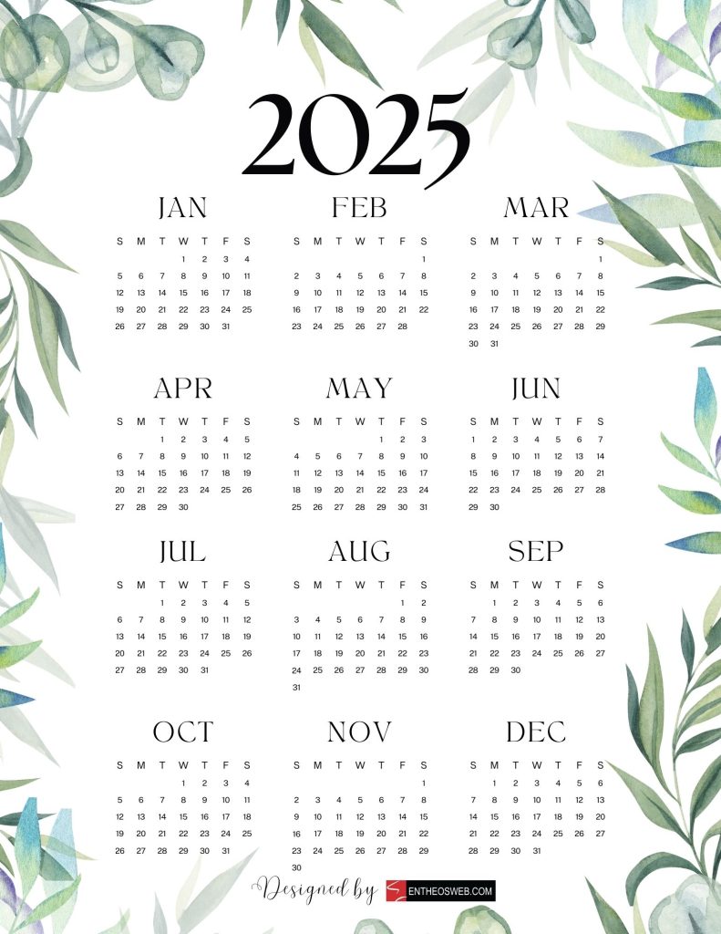 Best Free 2025 Printable Calendars » EntheosWeb
