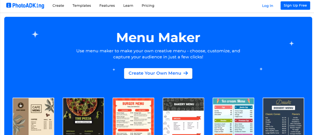 Free Online Menu Makers | EntheosWeb