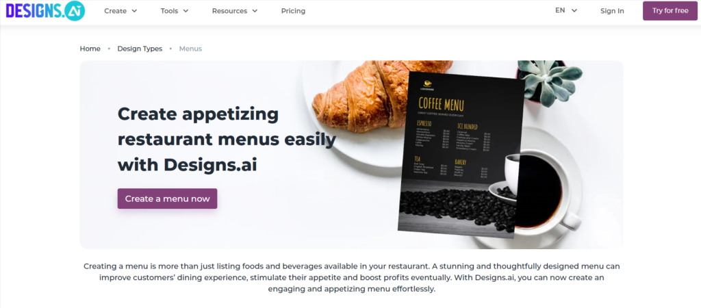 Free Online Menu Makers | EntheosWeb