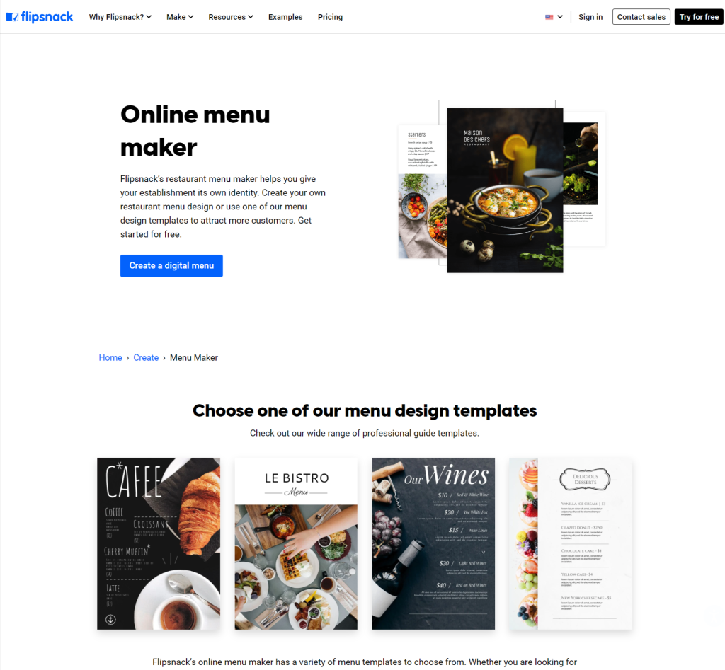 Free Online Menu Makers | EntheosWeb