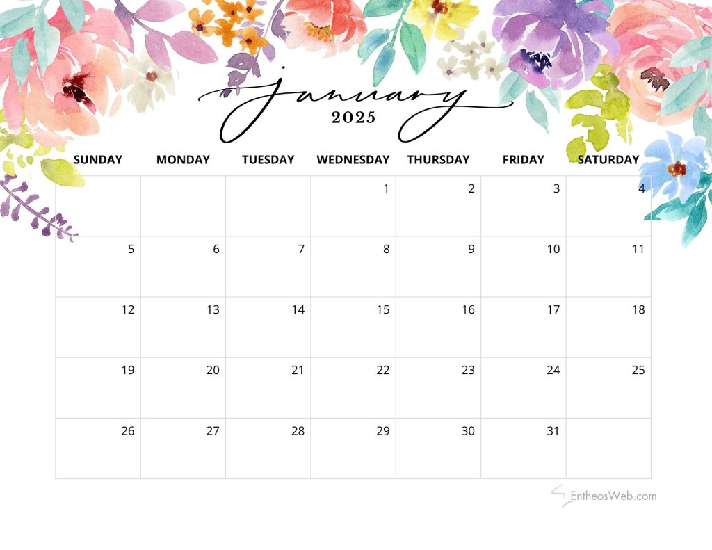 January 2025 Calendars | EntheosWeb