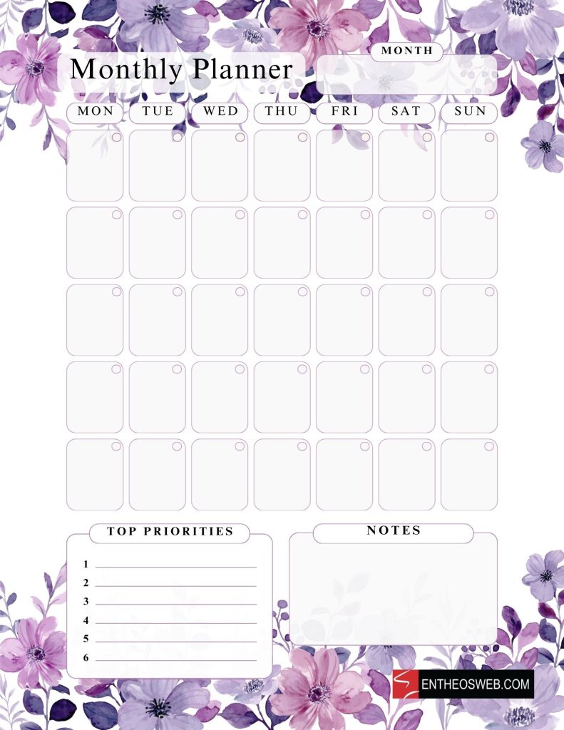 Purple Floral Planners (PDF) | EntheosWeb