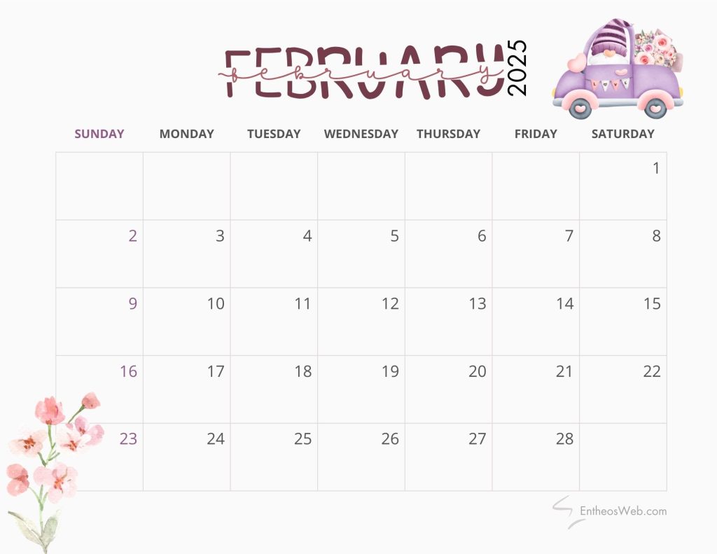 February 2025 Calendar Free PDF Printables | EntheosWeb