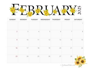 Free Printable Monthly Calendar 2026 Sunflowers | EntheosWeb