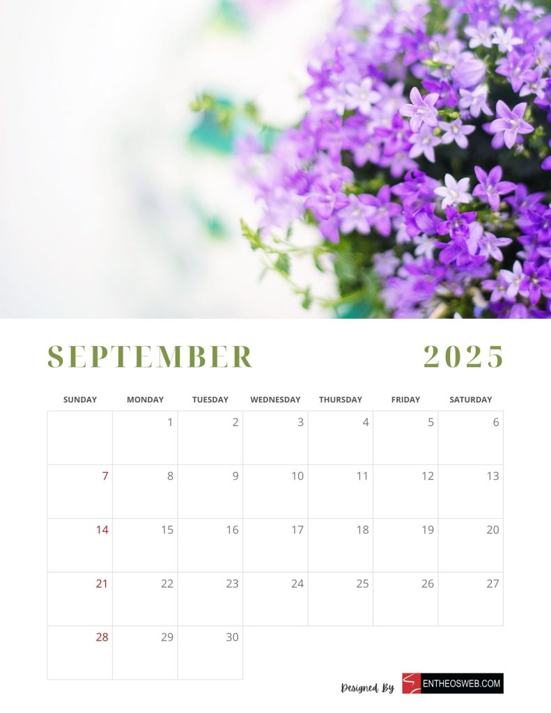 Free September 2025 Printable Calendars | EntheosWeb