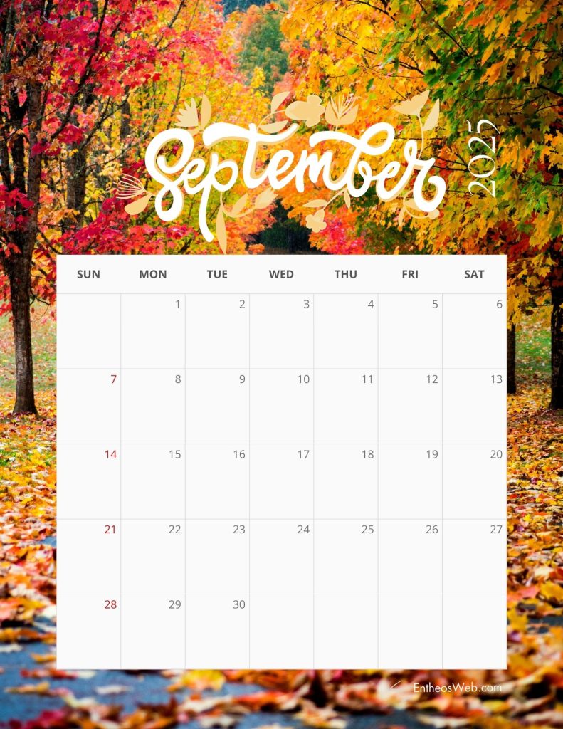Free Printable September Calendars for 2025 – Vertical Designs | EntheosWeb