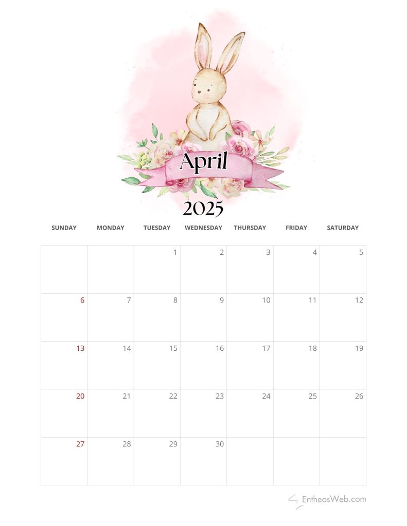 April 2025 Calendar Printables | EntheosWeb