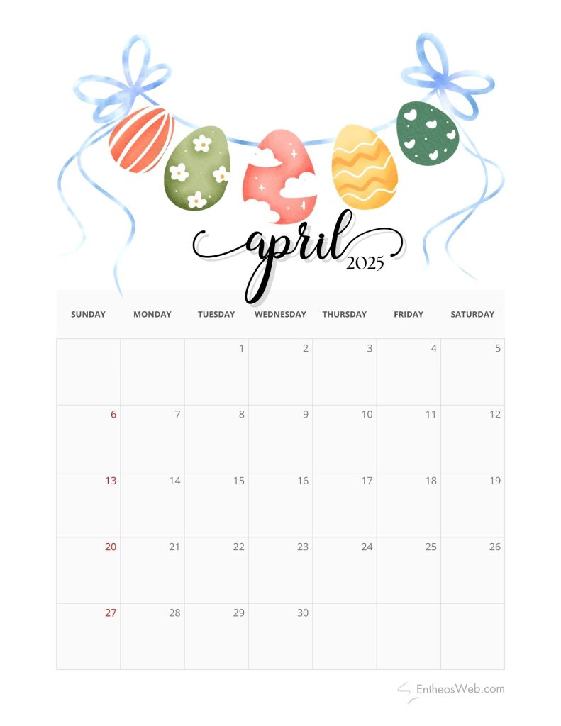 Easter Calendar Designs for April 2026 | EntheosWeb