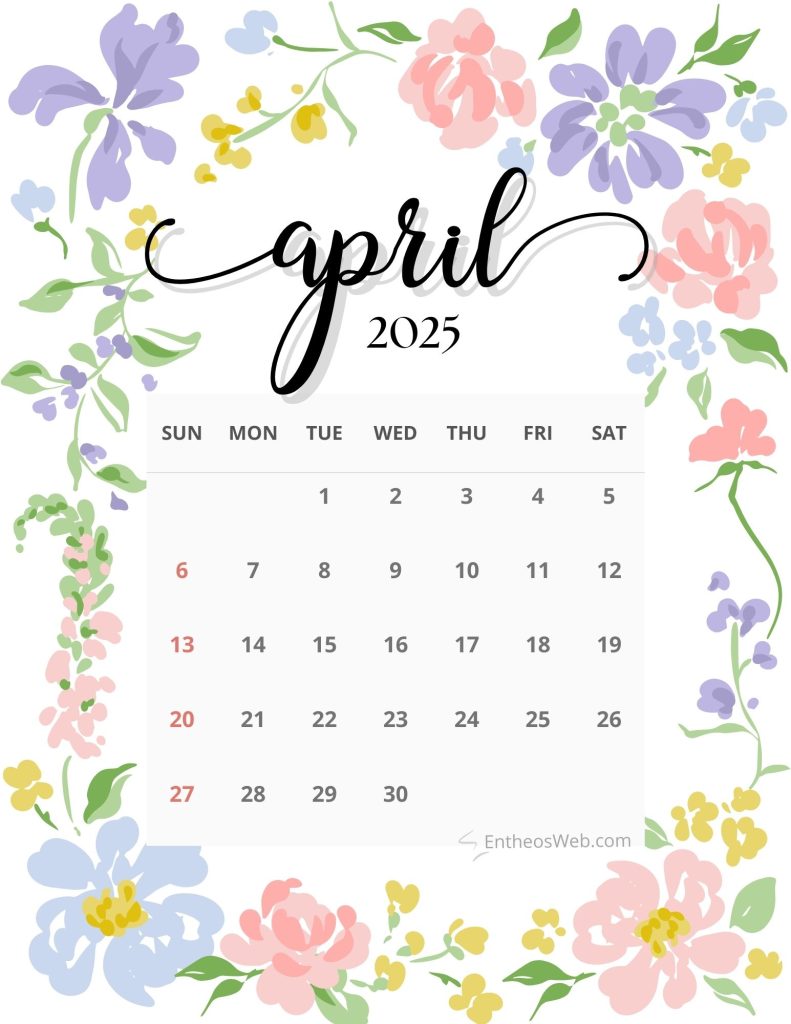 Free April 2025 Calendars and Wallpapers | EntheosWeb