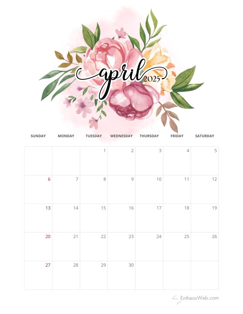 Free April 2025 Calendars and Wallpapers | EntheosWeb
