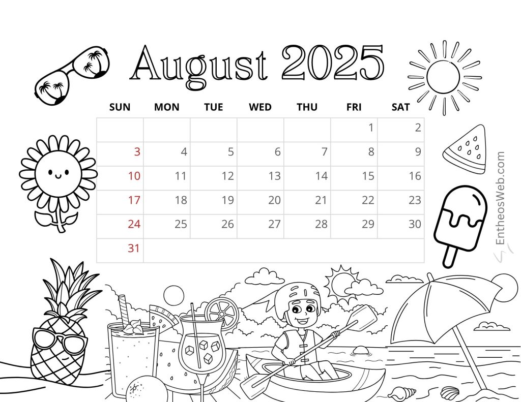 August 2025 Calendar Printables & Wallpapers » EntheosWeb