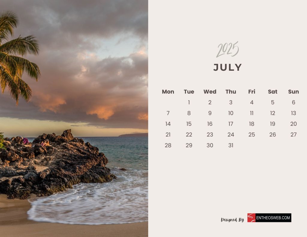 2025 Monthly Calendar – Beaches | EntheosWeb