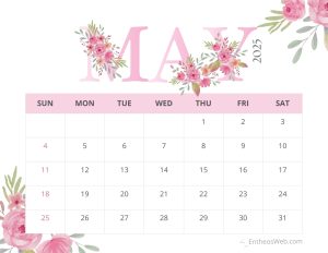 2025 Monthly Printable Calendars – Pretty Pink Florals » EntheosWeb