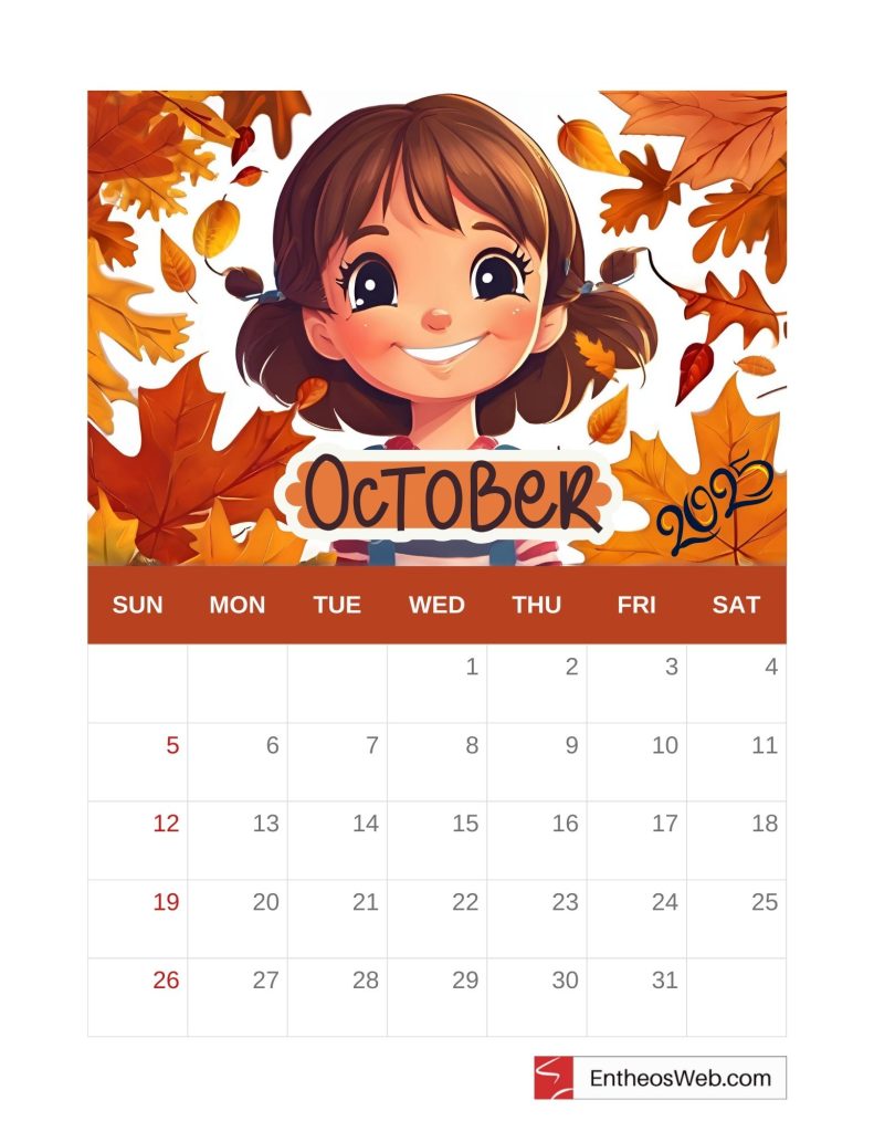October Free Printable Calendars 2025 | EntheosWeb