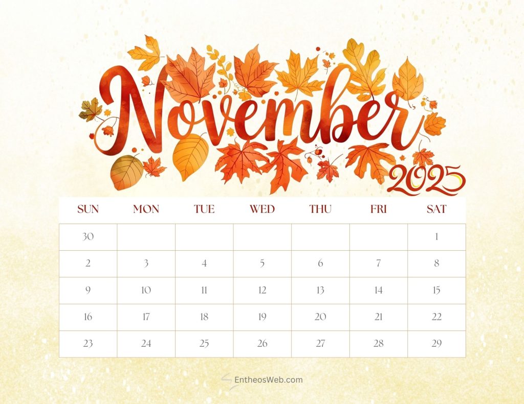 November 2025 Calendar Free Printables | EntheosWeb
