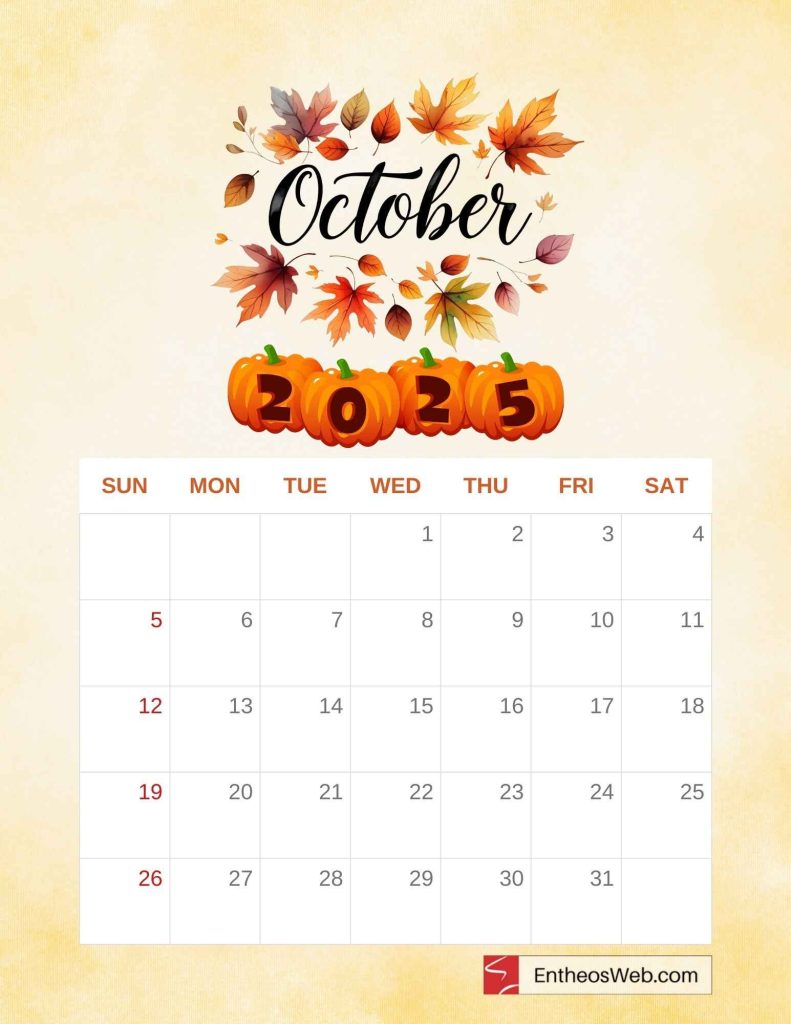 October 2025 Calendar Free Printables | EntheosWeb