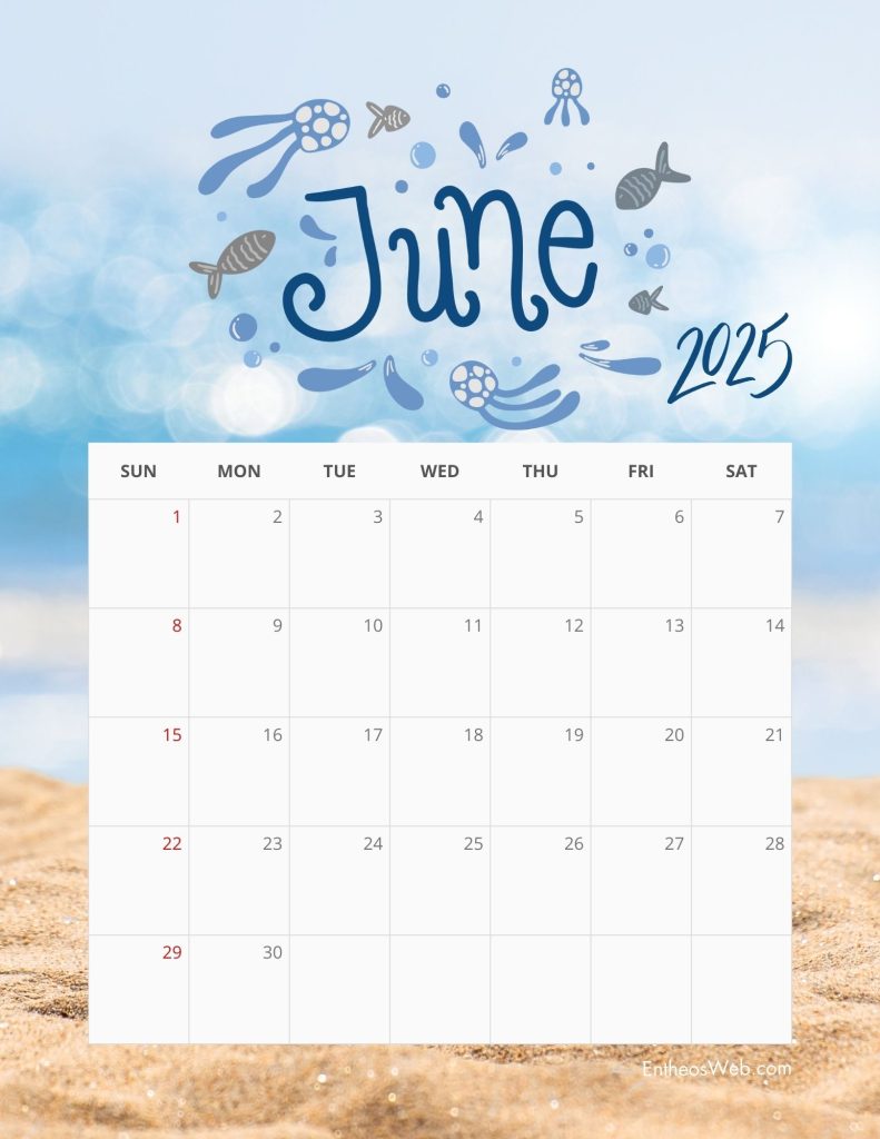 June 2025 Calendar Printables | EntheosWeb