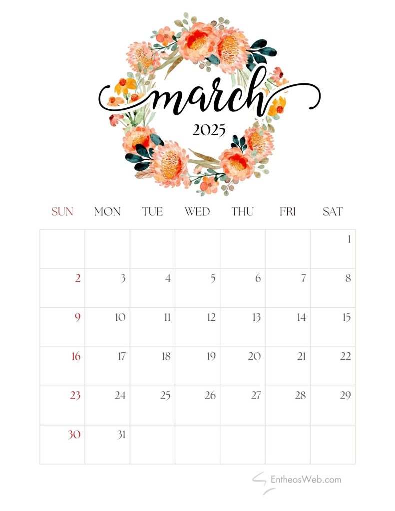 March 2026 Calendars | EntheosWeb