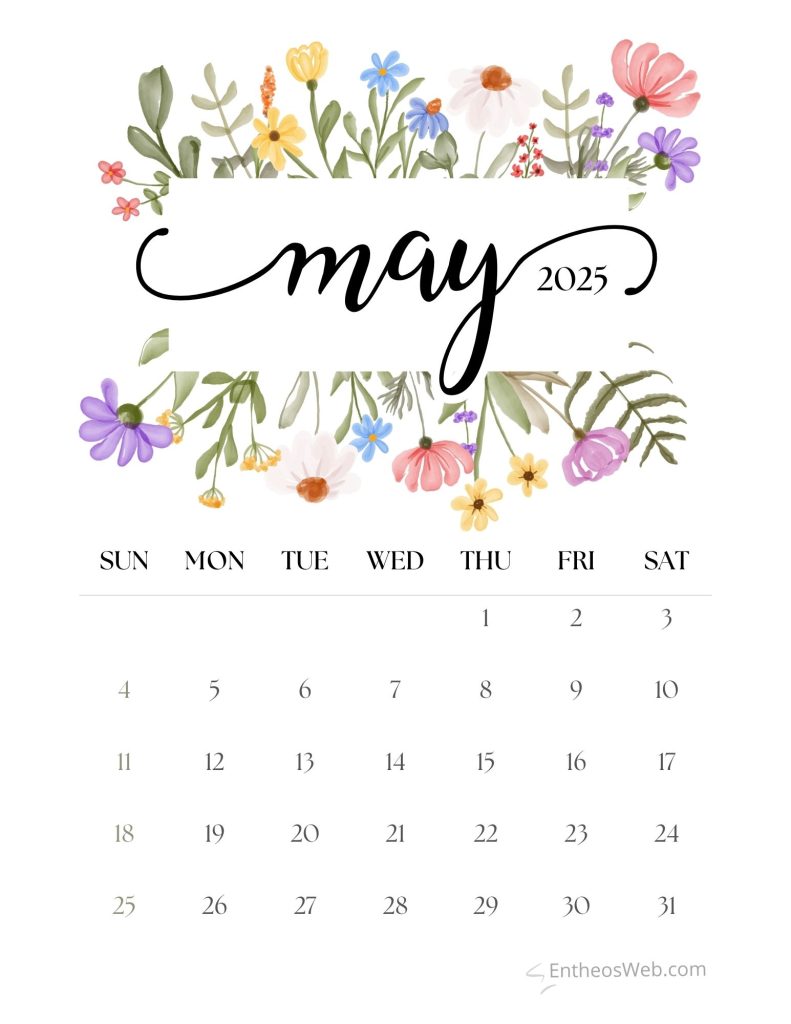 Free May Calendar 2025 Printables and Wallpapers | EntheosWeb