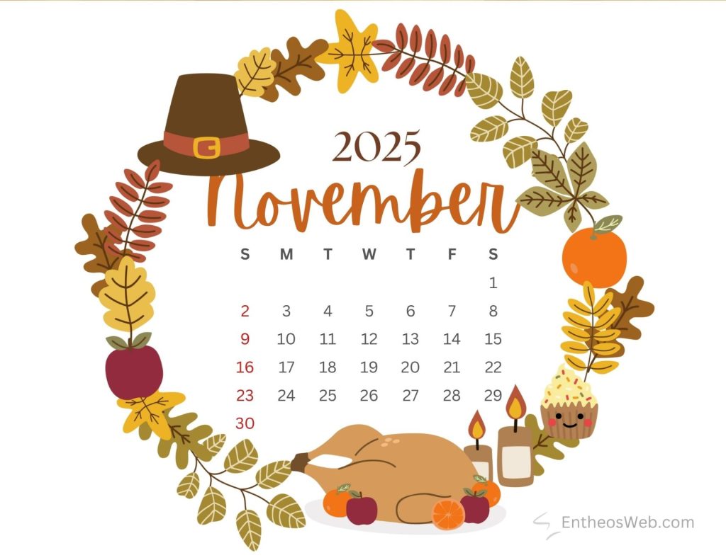 Thanksgiving November Printable Calendar | EntheosWeb