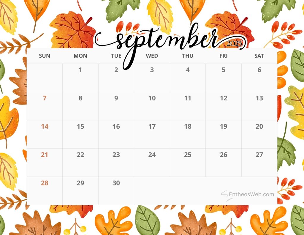 September 2025 Calendars | EntheosWeb